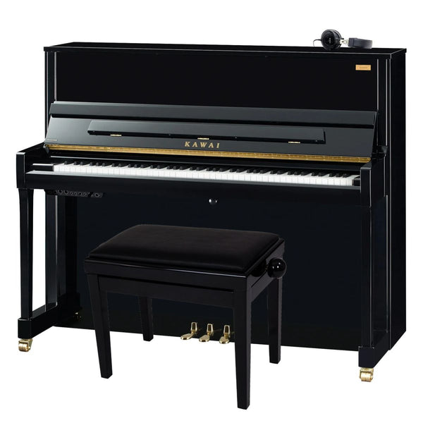 Kawai K300 AURES 2 Hybrid Upright Piano; Polished Ebony | Bonners Music