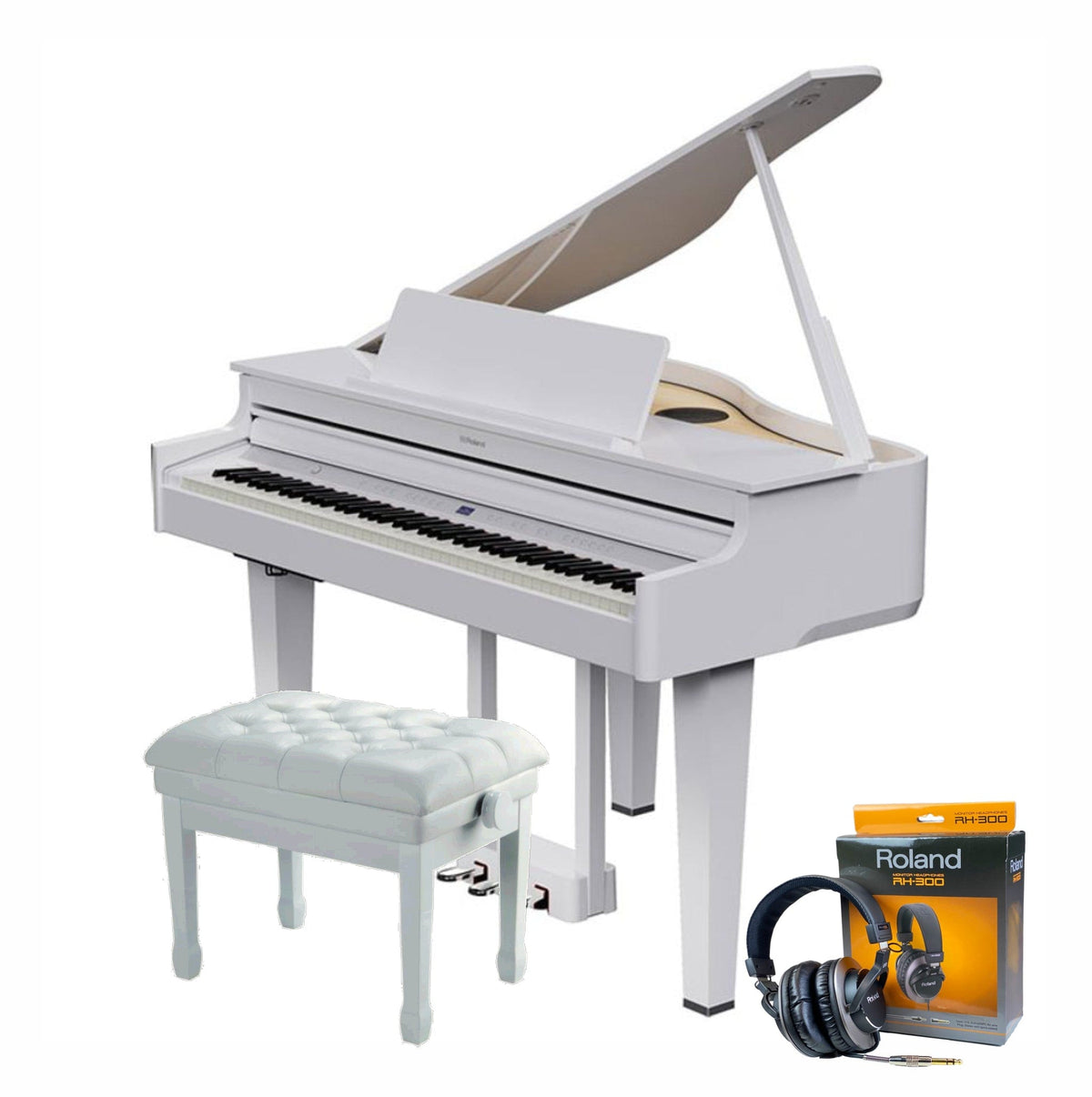 Roland GP6 Digital Grand Piano; Polished White Concert Package ...