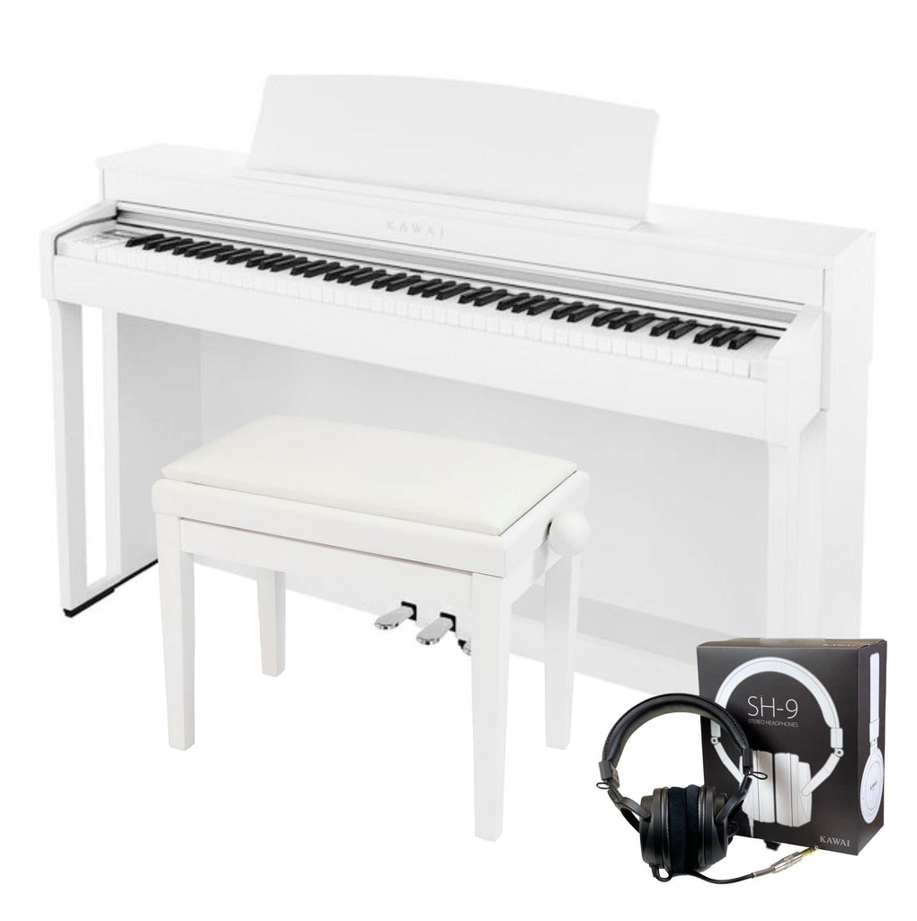 Kawai CN301 Digital Piano; White with Piano Stool & Kawai SH9 ...