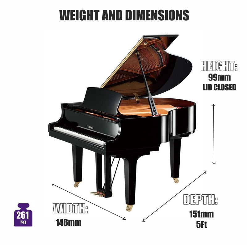 Yamaha GB1K Baby Grand Piano; Polished Ebony | Bonners Music